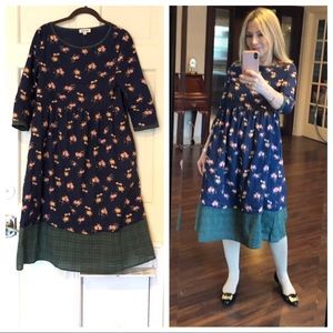 Hidden Alley | Dresses | Hidden Alley Navy Floral Dress Plaid Hem ...
